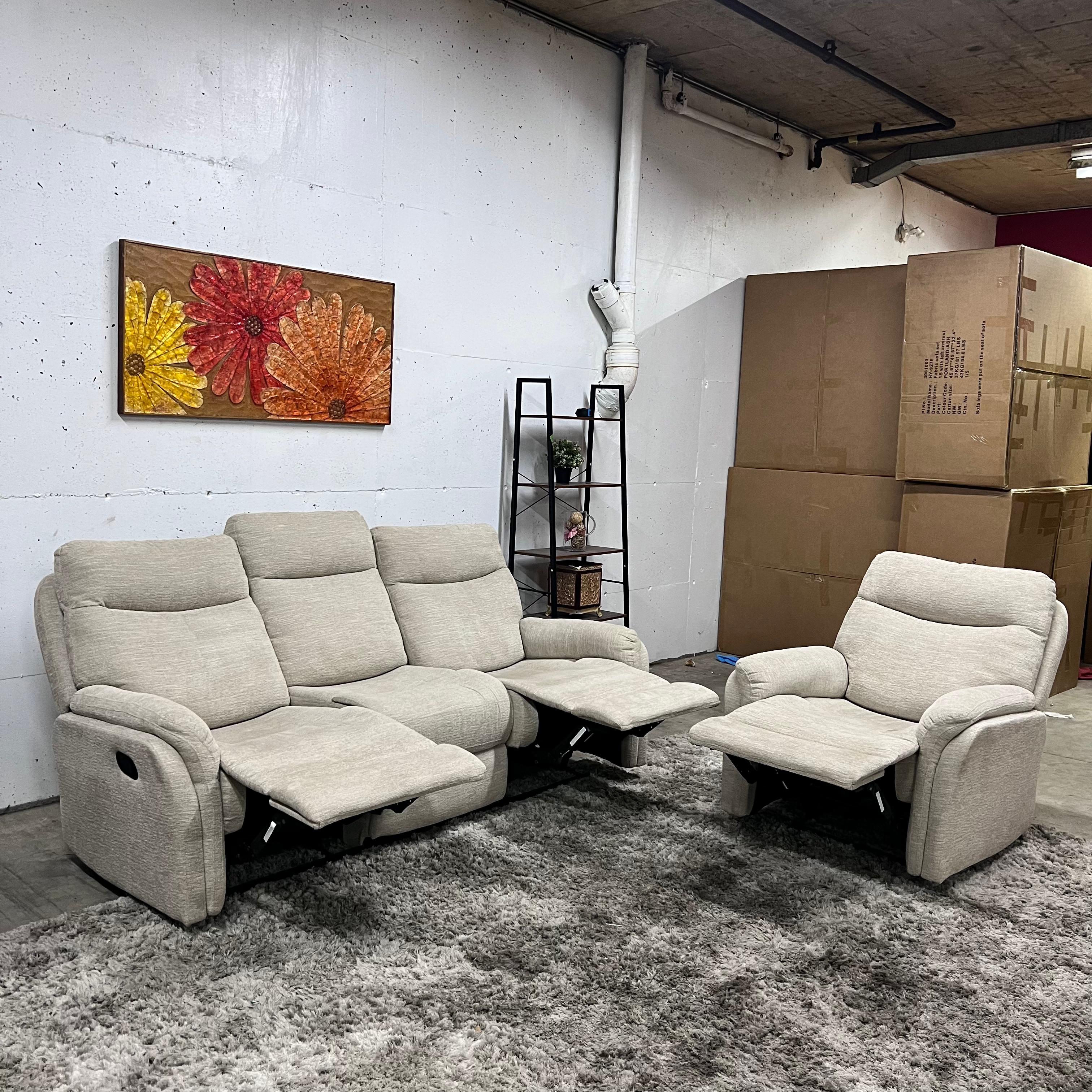 Manual recliner couch set from the brick. 3+1 sofa and armchair ...